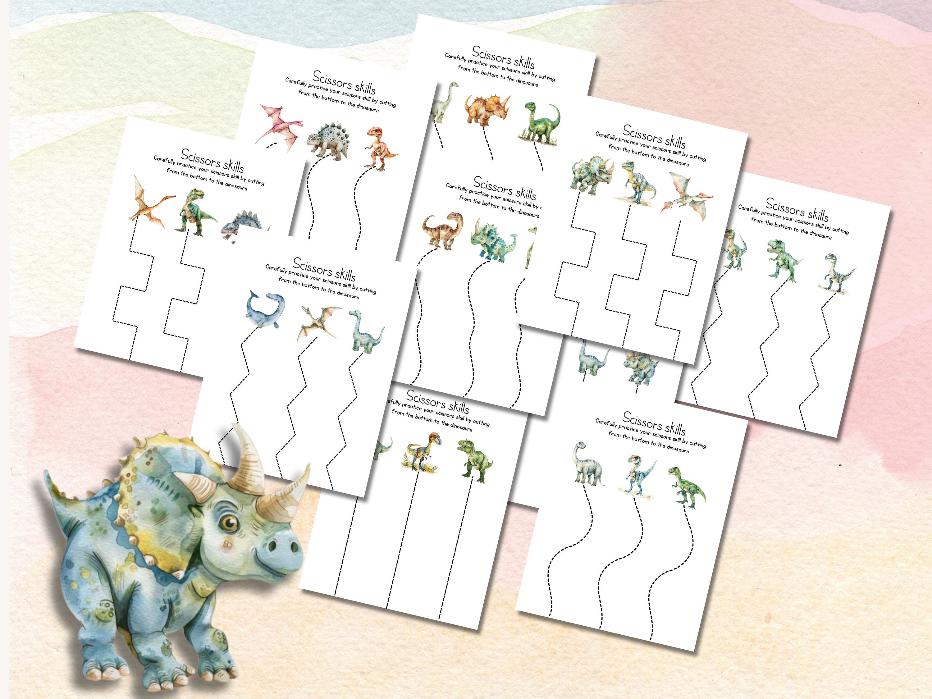 Dinosaurs Cutting Practice, Scissor Skills, Fine Motor Skills, Toddler ...