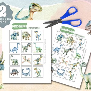 Dinosaurs Memory Game: Fun Matching Cards (PDF) - Etsy