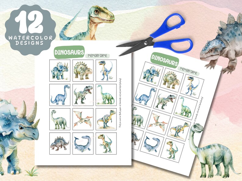 Dinosaurs Memory Game, Fun Matching Cards for Kids, Educational ...