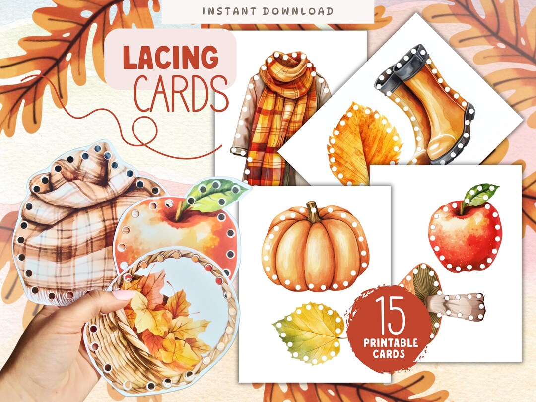 FALL Lacing Cards | Montessori Fine Motor Toy | Calming Corner Fun ...