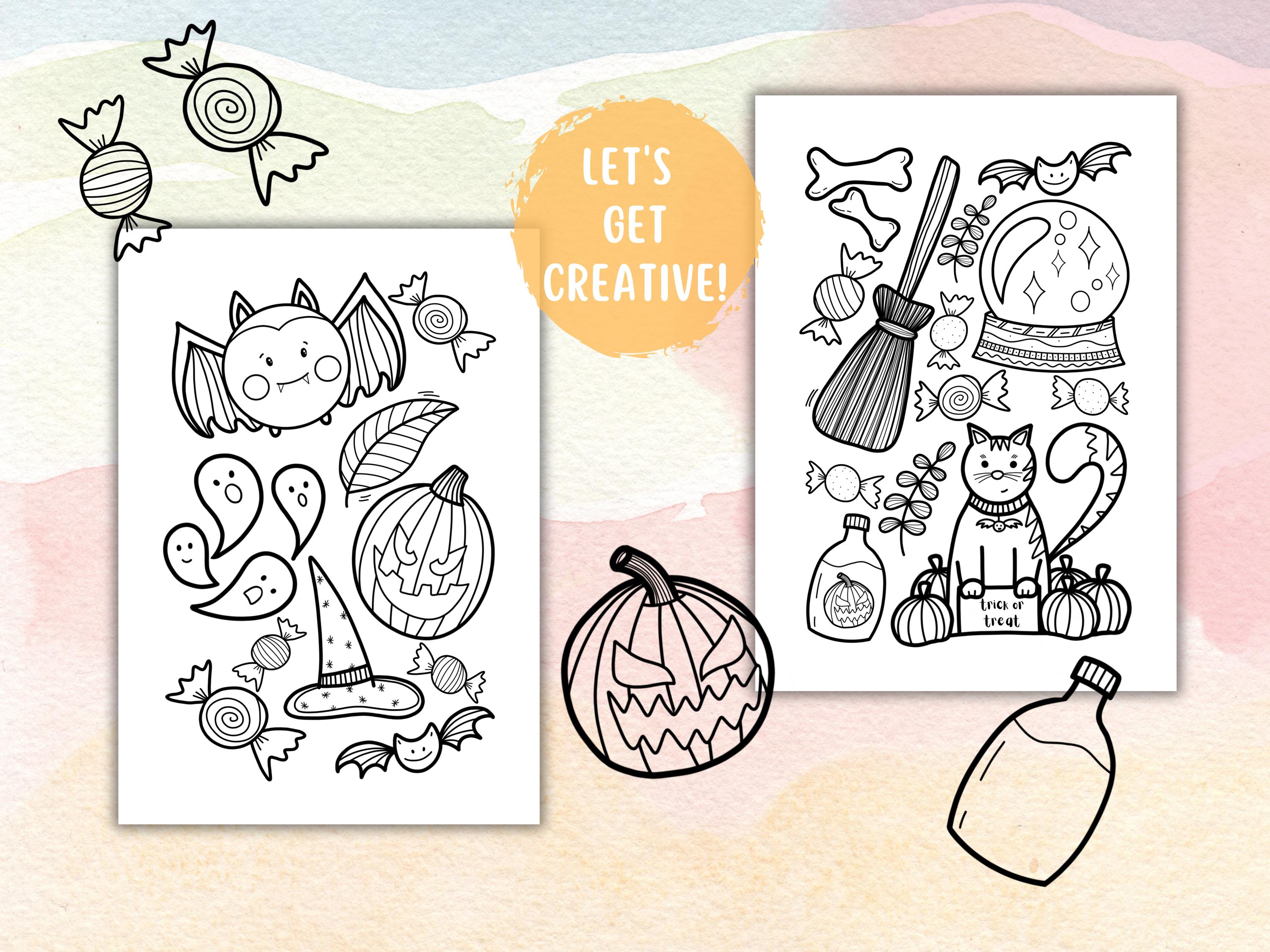 HALLOWEEN Printable Coloring Pages for Kids, Cute Autumn Coloring ...