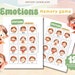 EMOTIONS Memory Game Printable, Social Emotional Learning, Play Therapy ...