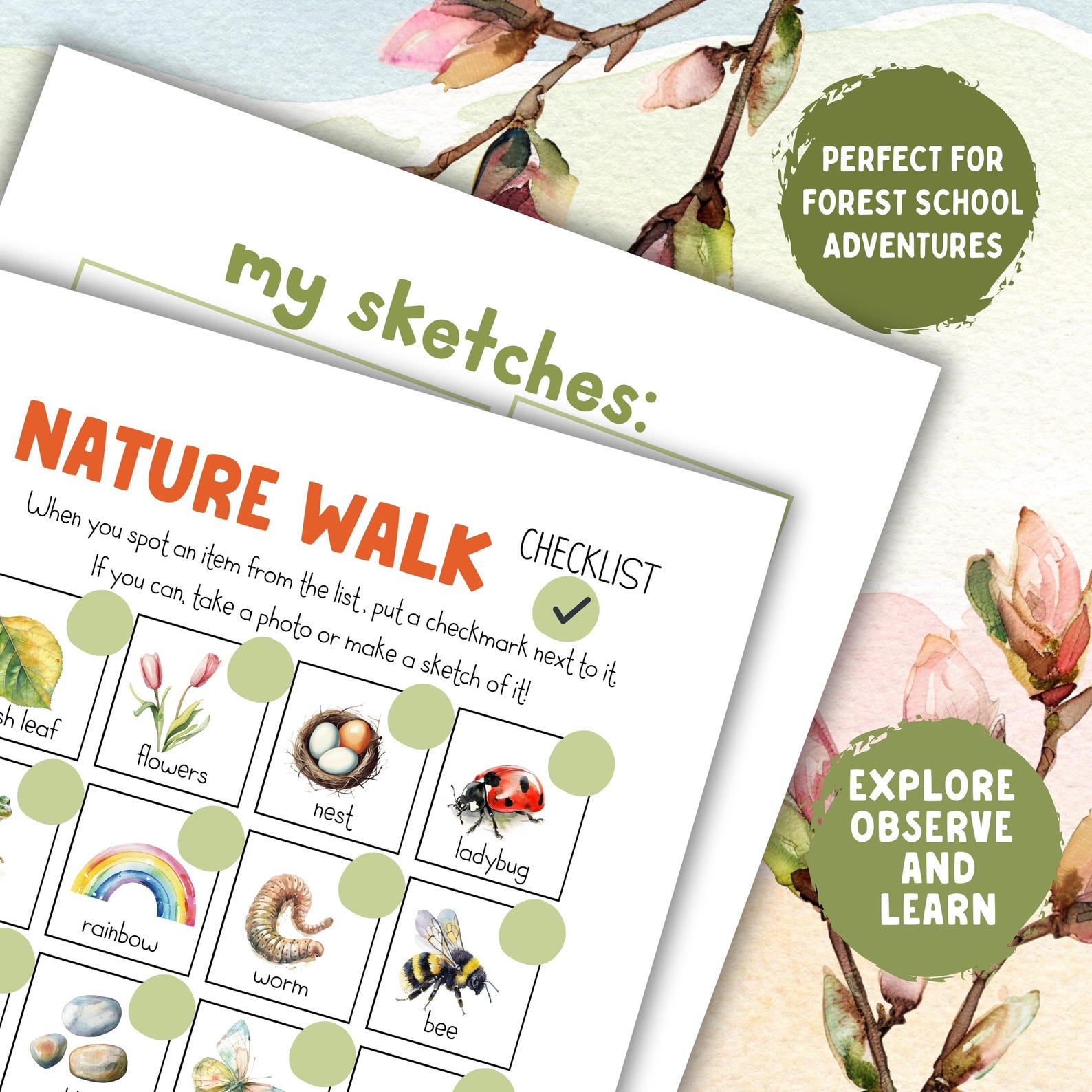 SPRING Nature Walk Checklist Scavenger Hunt for Kids Forest School ...