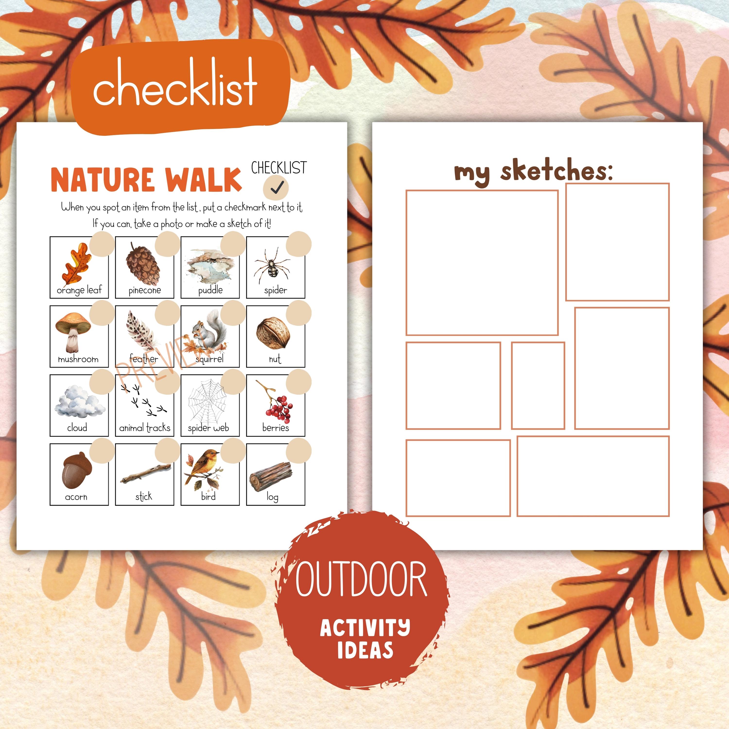Fall Nature Walk Checklist: Autumn Scavenger Hunt (PDF) - Etsy