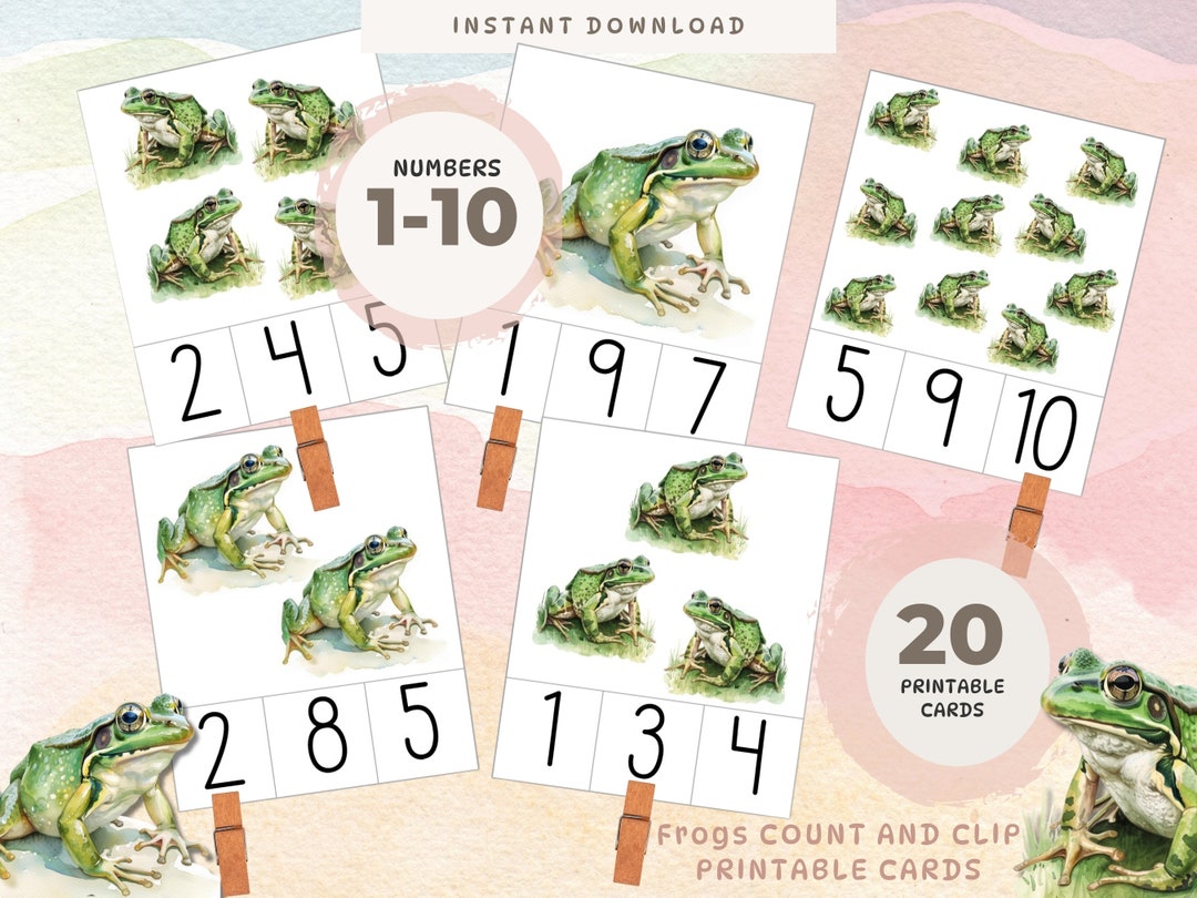 FROGS Count and Clip Cards Number 1-10, Printable Activity Number Cards ...
