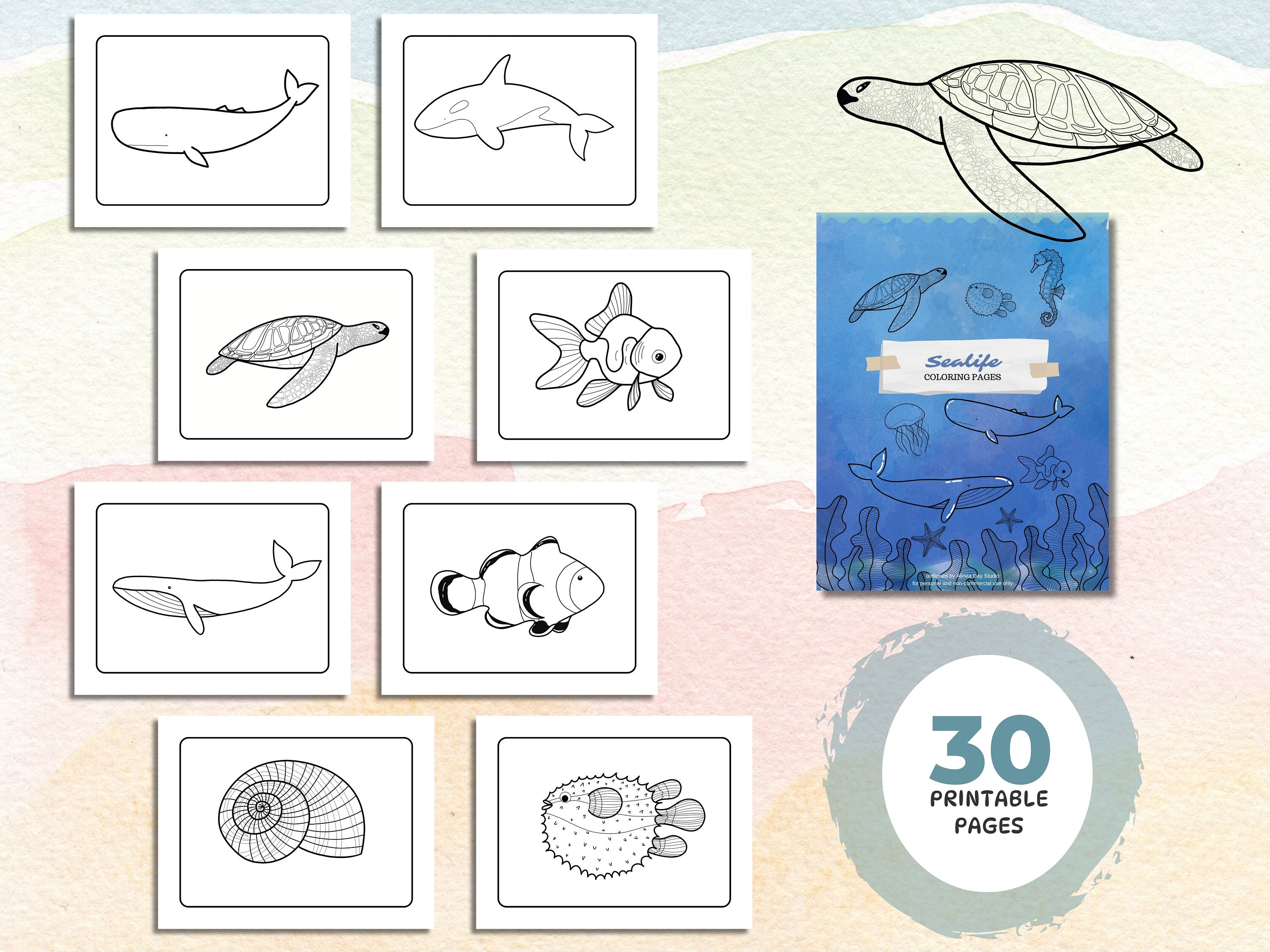 30 Printable Sea Life Coloring Pages for Kids, Easy Coloring Easy and ...