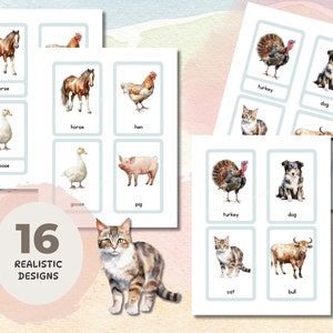 Farm Animal Flashcards 3 Part Montessori Nomenclature Cards, Farm ...