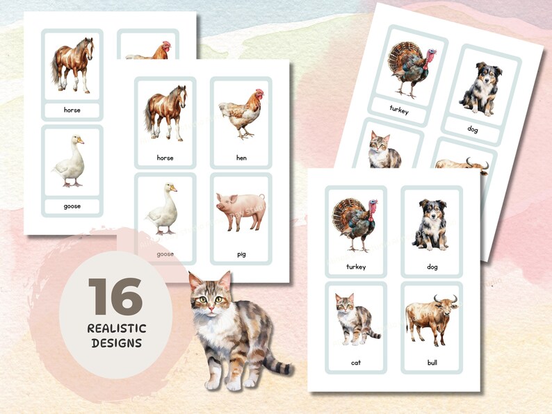 Farm Animal Flashcards 3 Part Montessori Nomenclature Cards, Farm ...