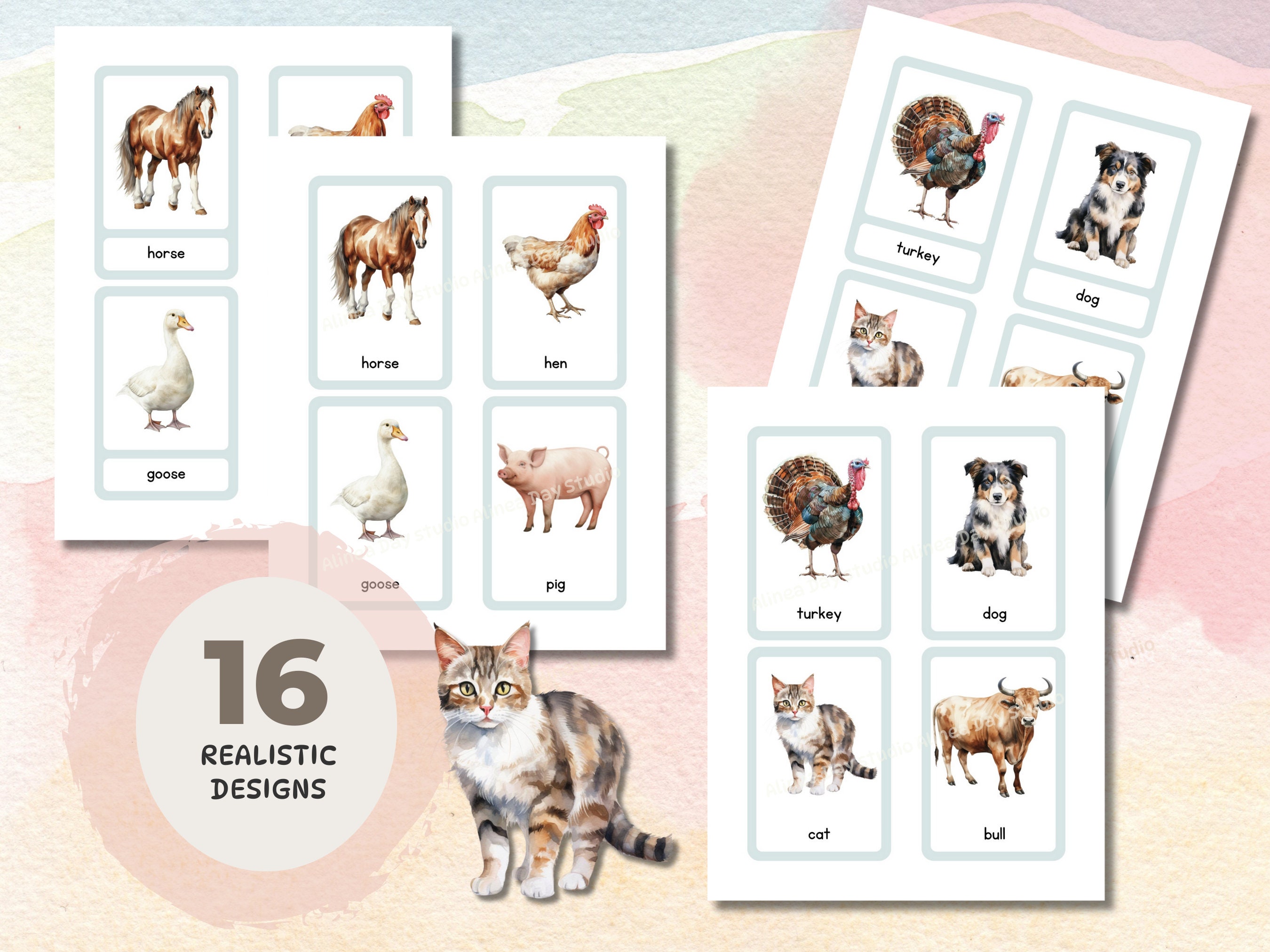 Farm Animal Flashcards 3 Part Montessori Nomenclature Cards, Farm ...