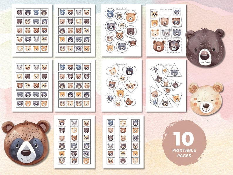 Teddy BEARS Cutting Strips, Scissors Skills, Toddler Cutting Practice ...