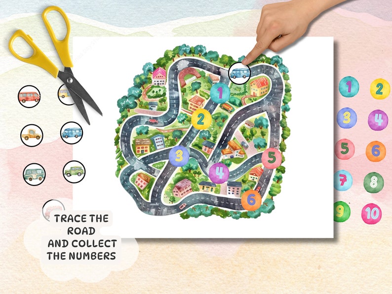 Trace the Road Preschool Worksheets, Car Tracing Printables ...