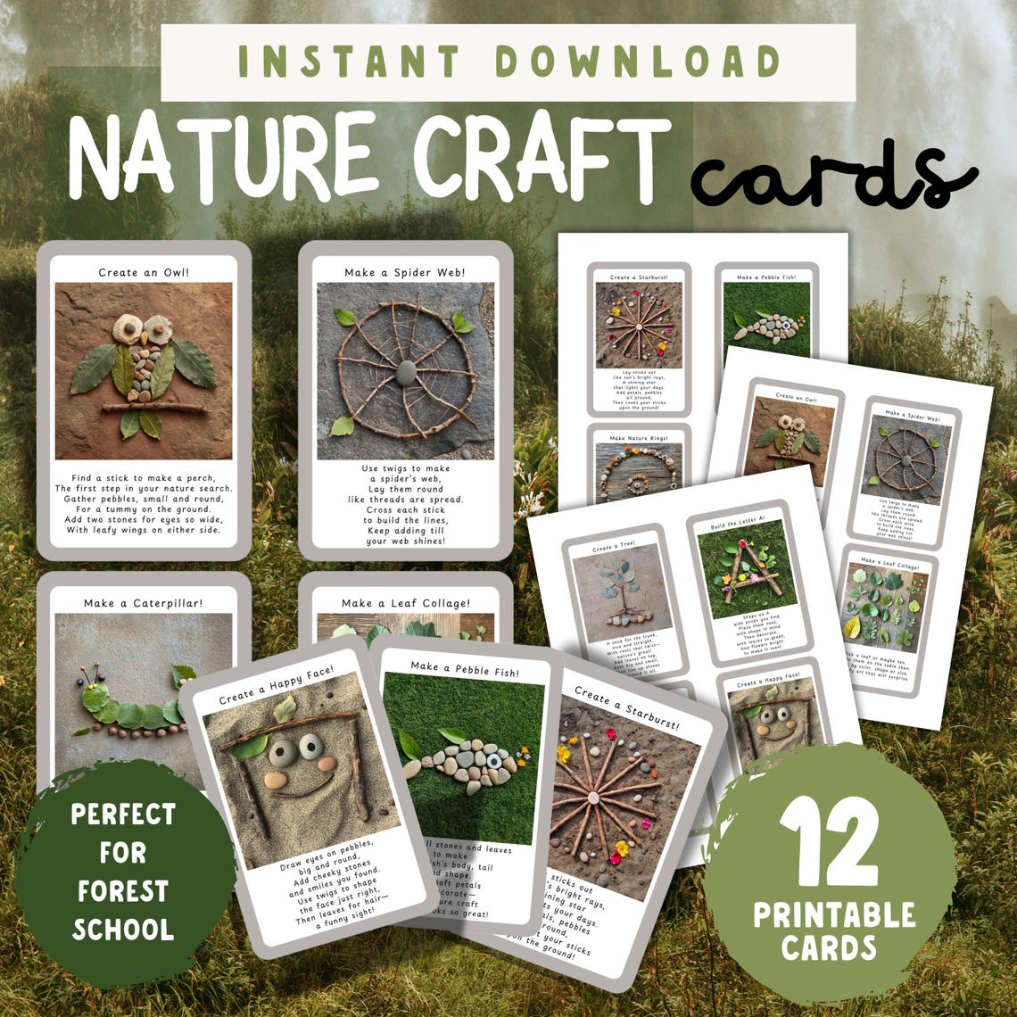 Nature Craft Cards for Kids: Outdor Art, Reggio & Montessori Inspired ...