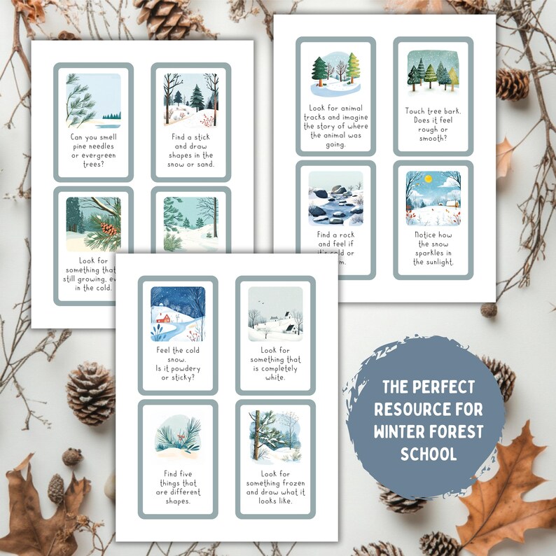 Winter Outdoor Exploration Cards for Kids | Forest School Ideas ...