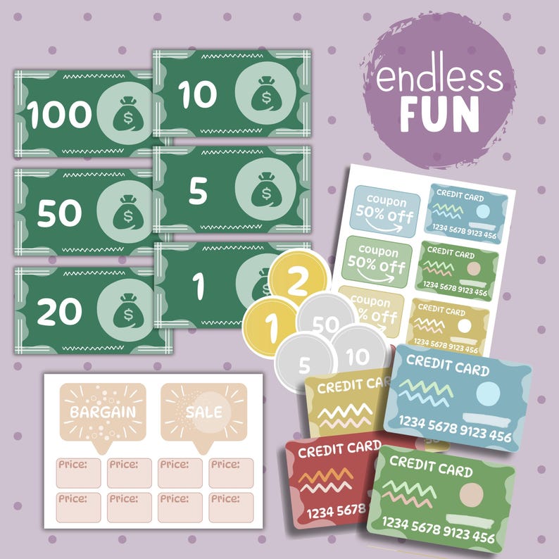 Play Money Printable: Pretend Play Set for Kids (PDF) - Etsy