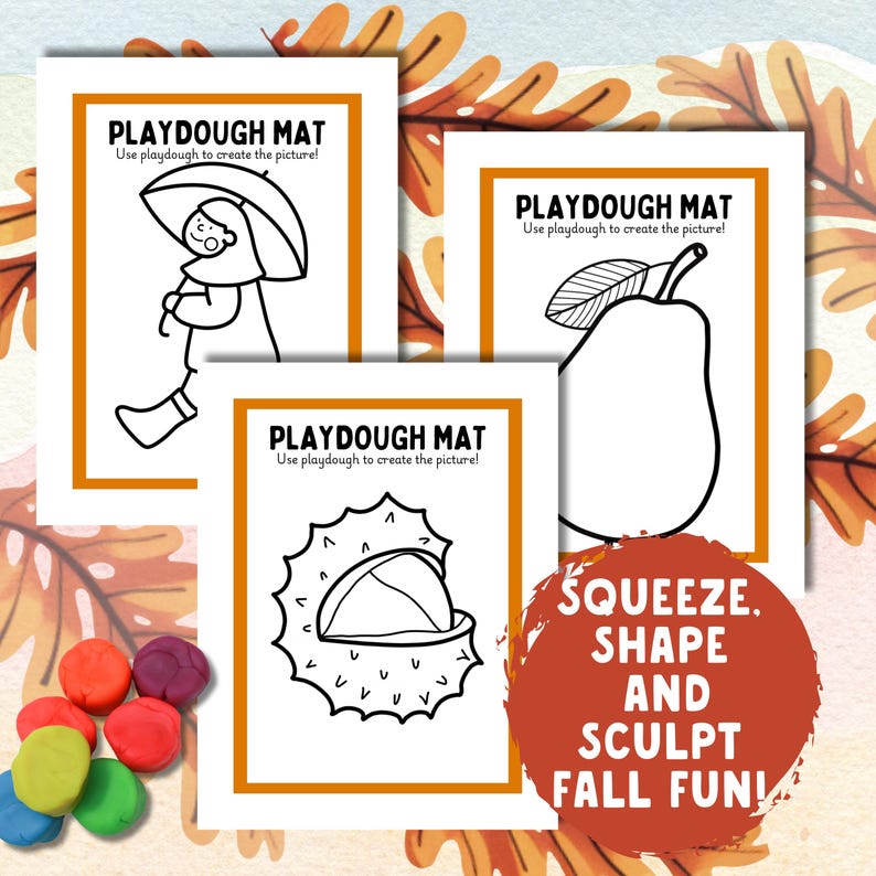 Fall Playdough Mats for Kids | Printable Autumn Sensory Activity ...