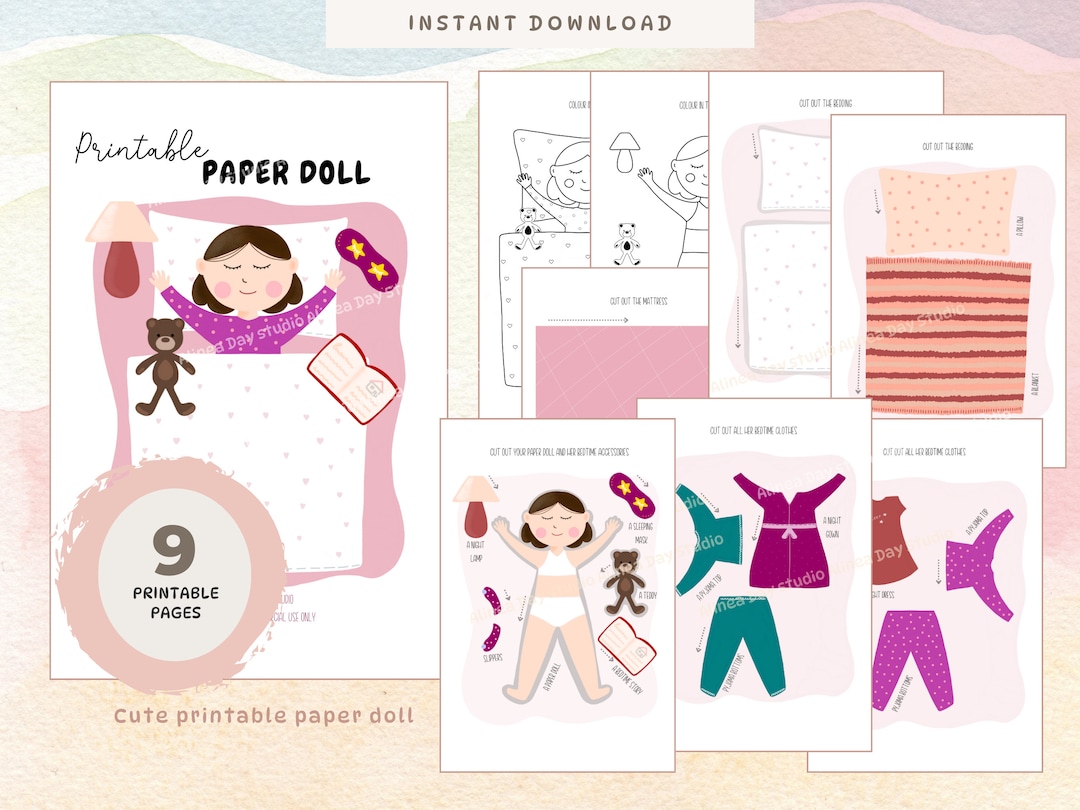 Paper Doll Printable Activity Craft Girls & Boys Bedtime Routine ...