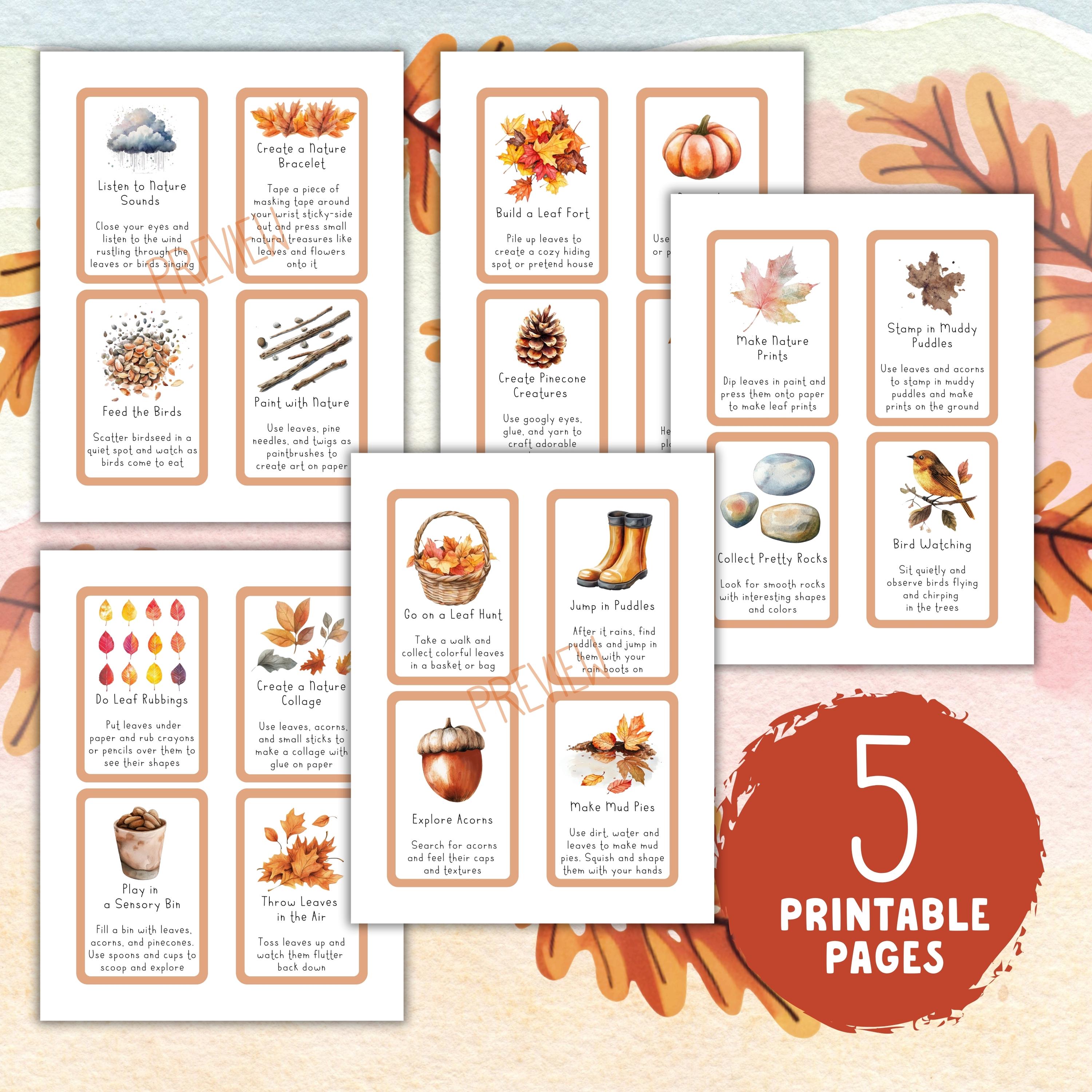 FALL Outdoor Activity Cards for Kids | Forest School Ideas | Nature ...