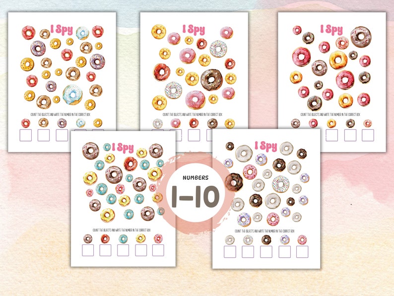 I Spy DONUTS Counting Game Numbers 1-10 Printable Montessori Activity ...