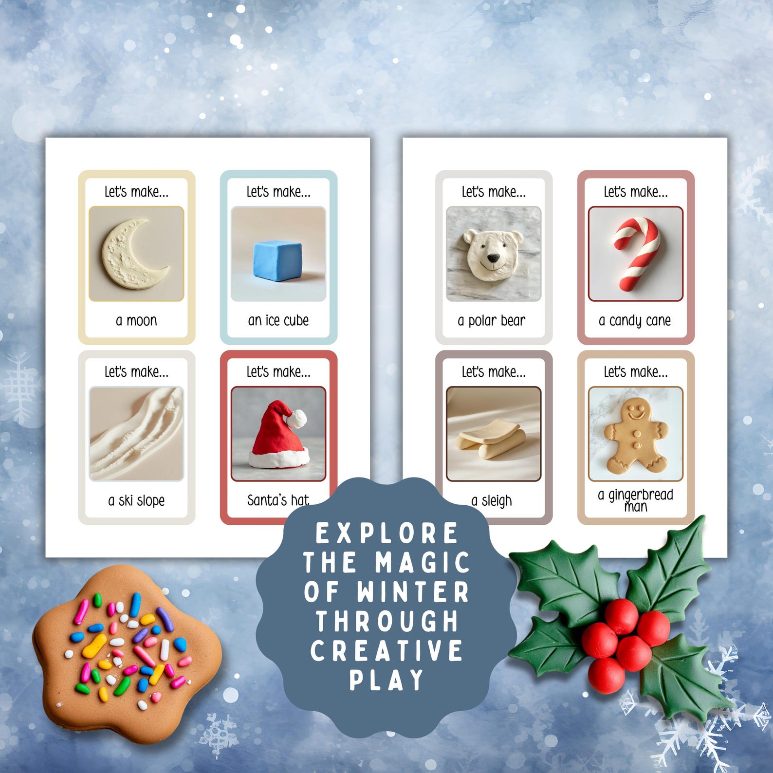 Winter Playdough Inspiration Cards | Creative Playdough Ideas for Kids ...