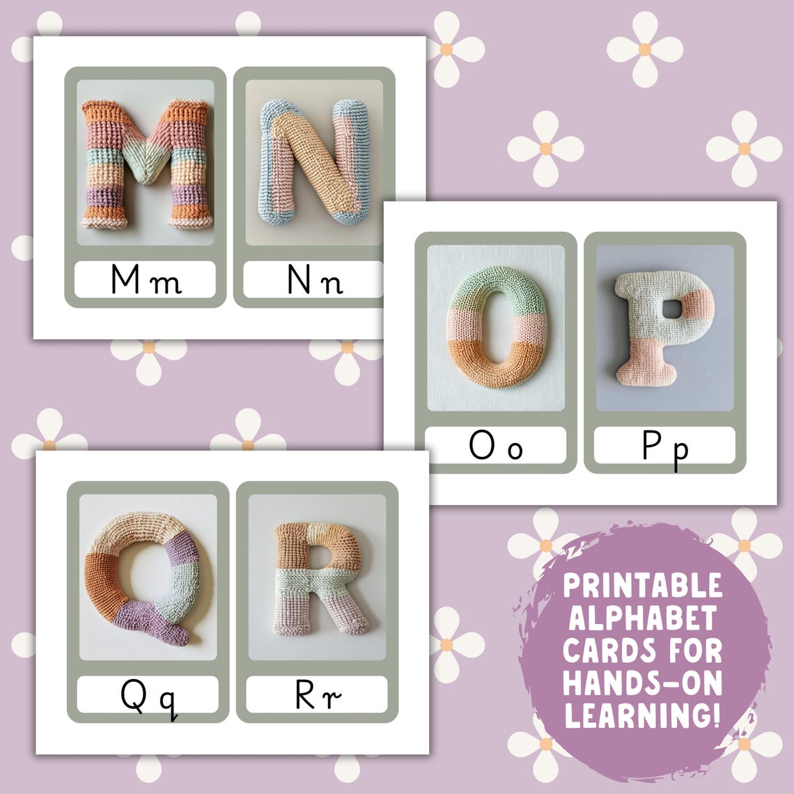 Knitted Alphabet Flashcards: Montessori ABC Cards (printable PDF) - Etsy