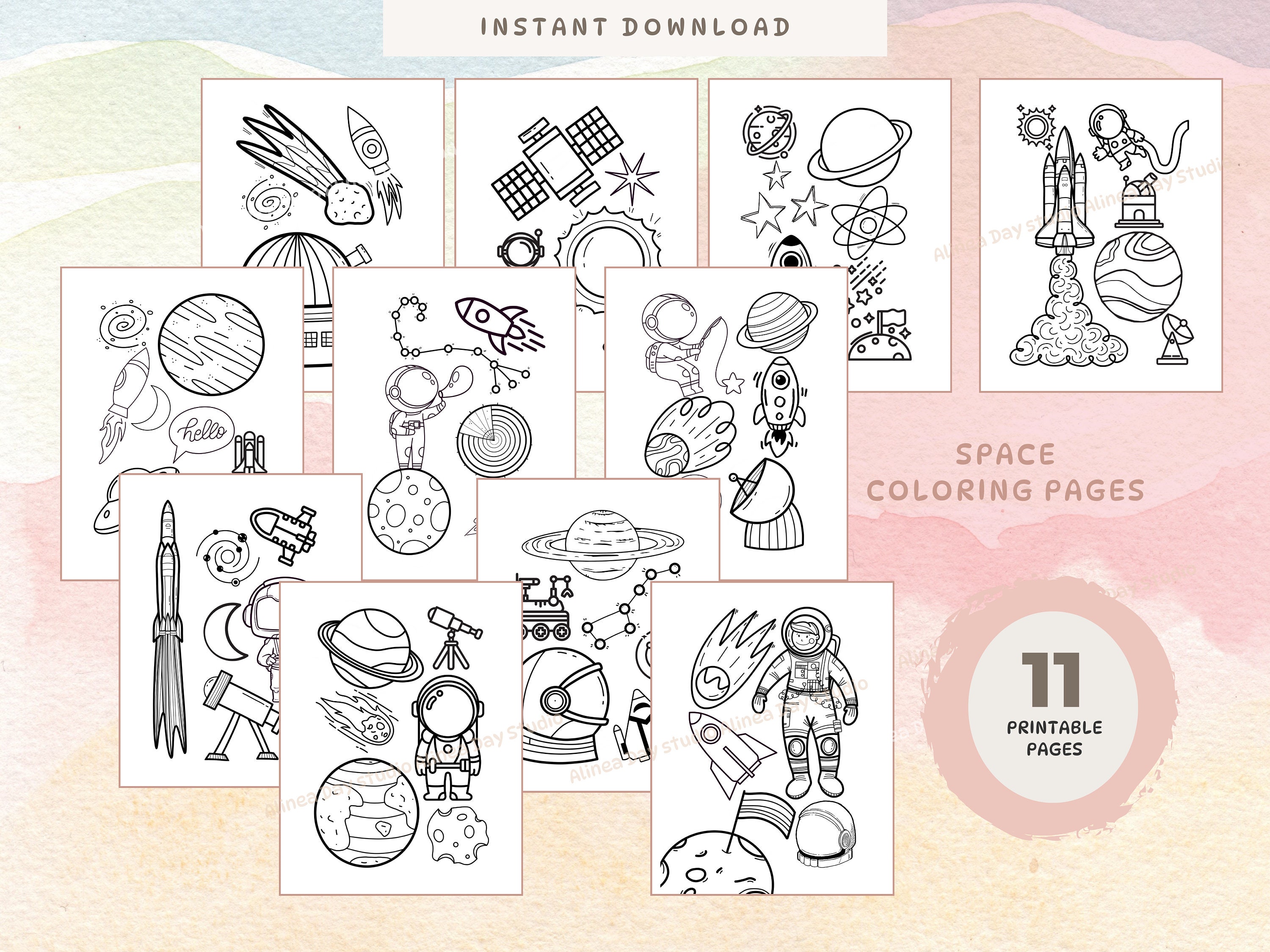 Outer Space Printable Coloring Pages, Space Adventures Easy Coloring ...