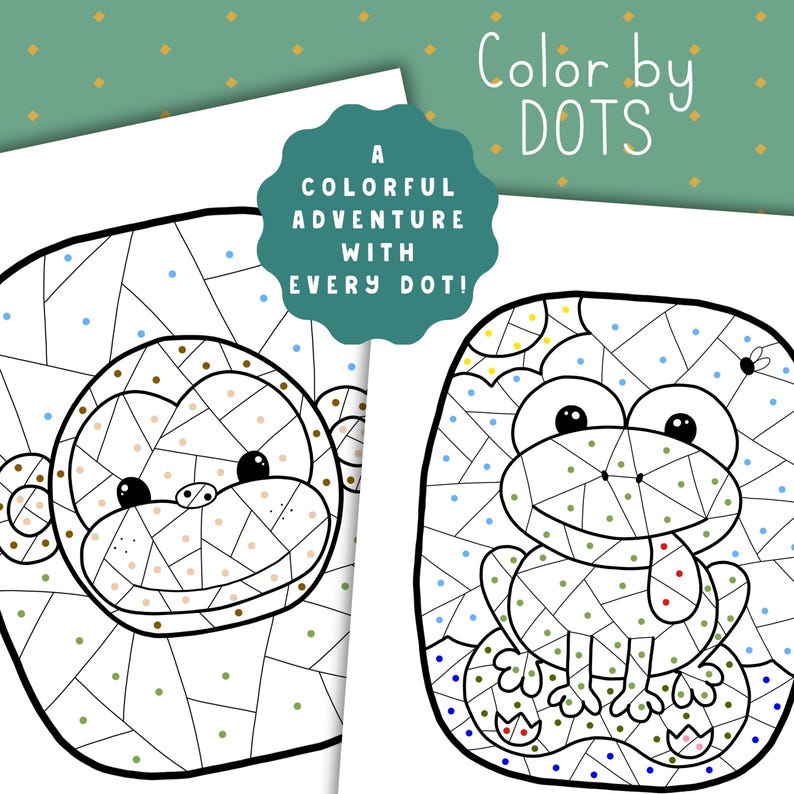 Color by Dots Printable Coloring Pages for Toddlers & Kids | Easy Color ...