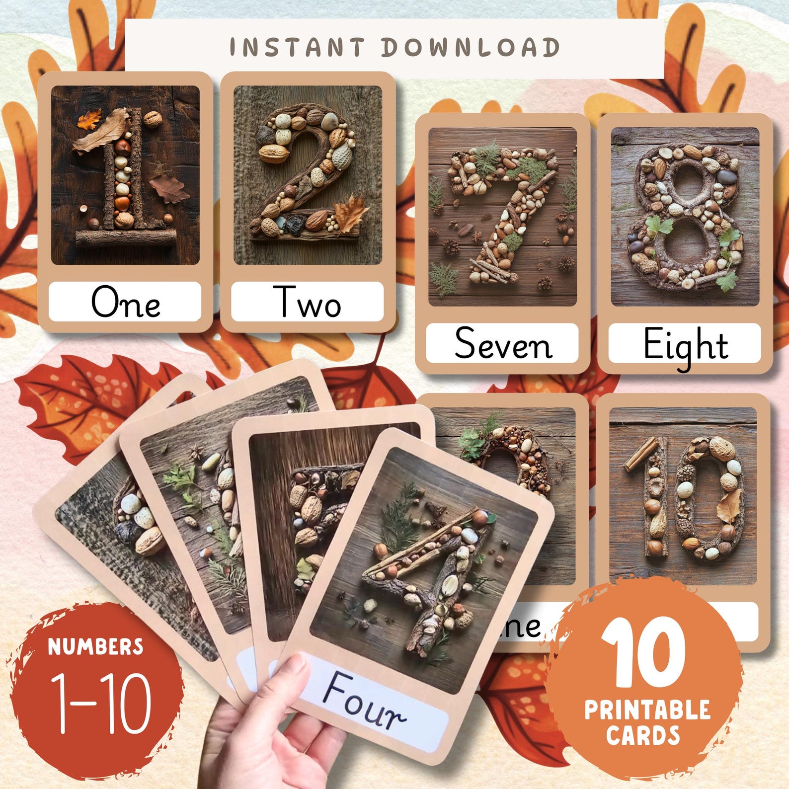 Nature Number Cards 1-10 | Fall Classroom Decor | Creative Nature ...