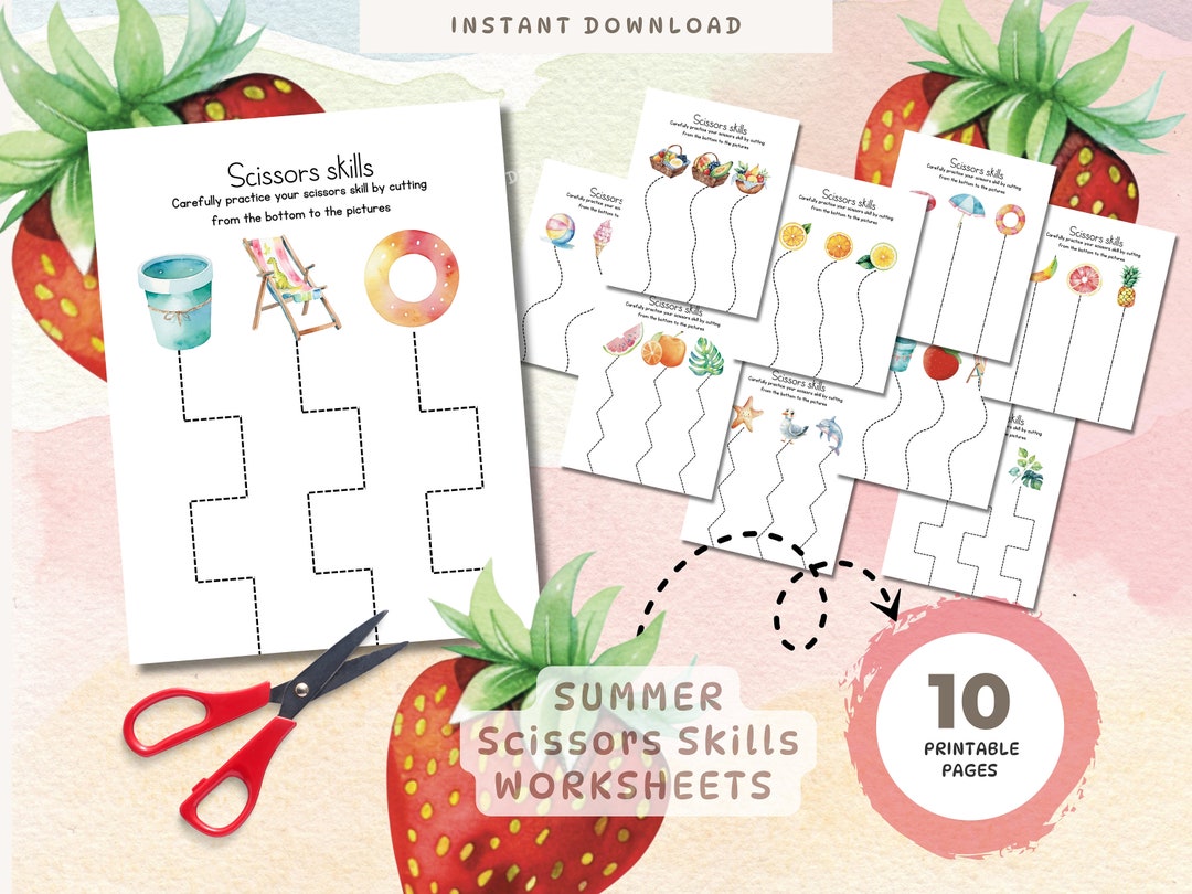Summer Cutting Practice, Scissor Skills, Fine Motor Skills, Toddler ...