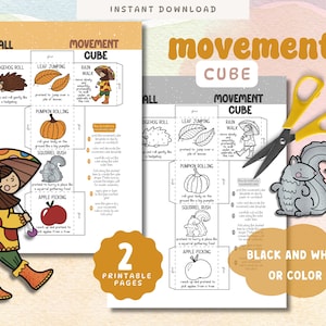 FALL Movement Cube, Printable Autumn Movement Activity, Excercise ...