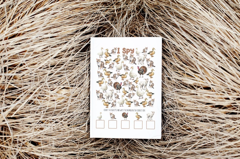 I Spy Farm Animal Look and Find Counting Game, Numbers 1-20, Printable ...