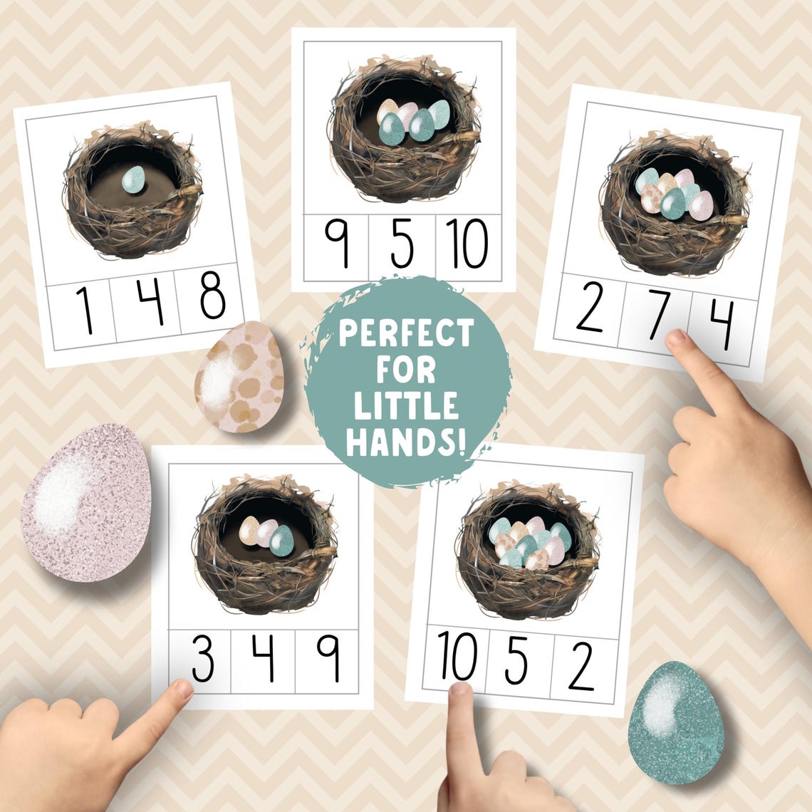 Nest and Eggs Counting Cards: Montessori Printable Activity (digital ...