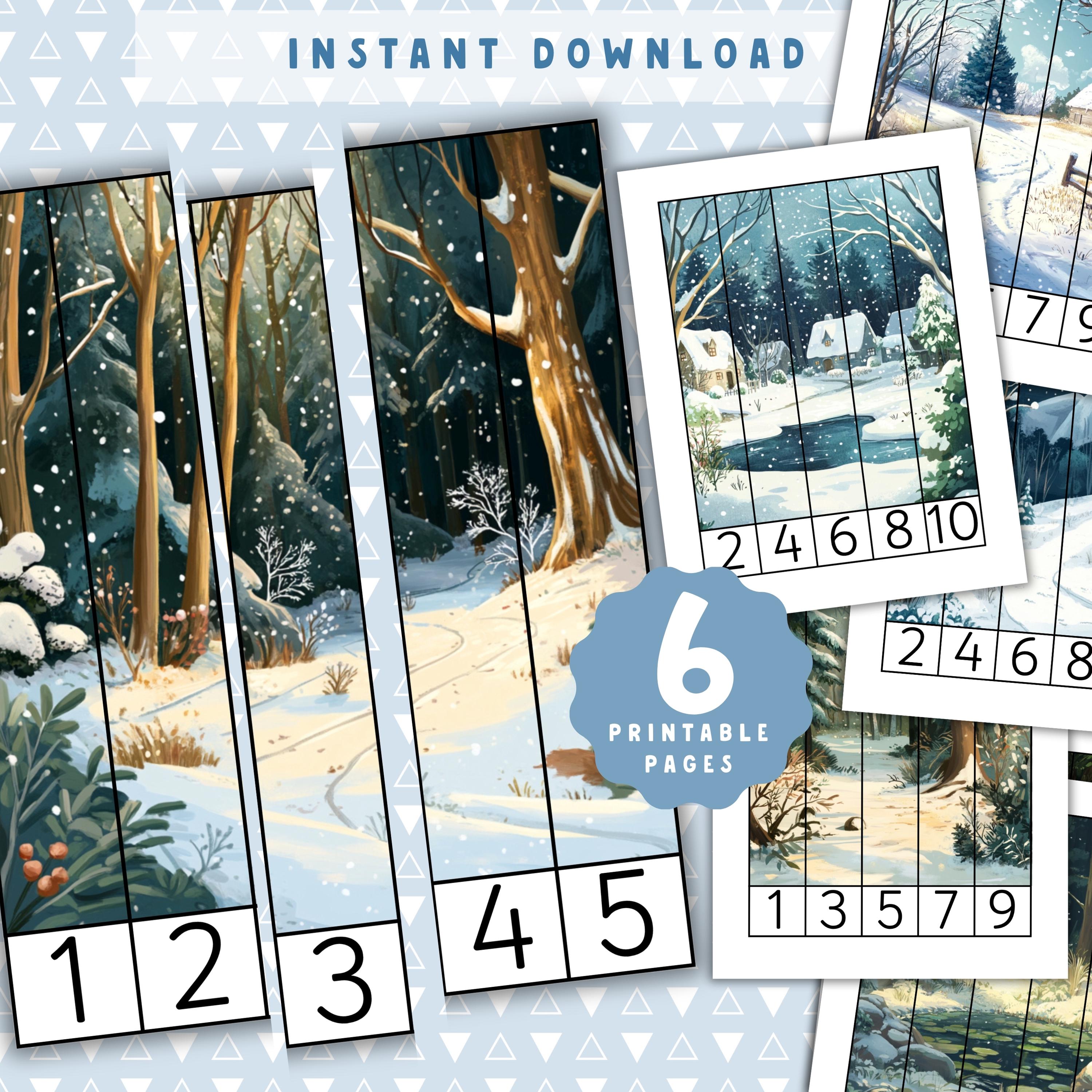 Winter Number Puzzles 1-10: Montessori Math Game (printable) - Etsy