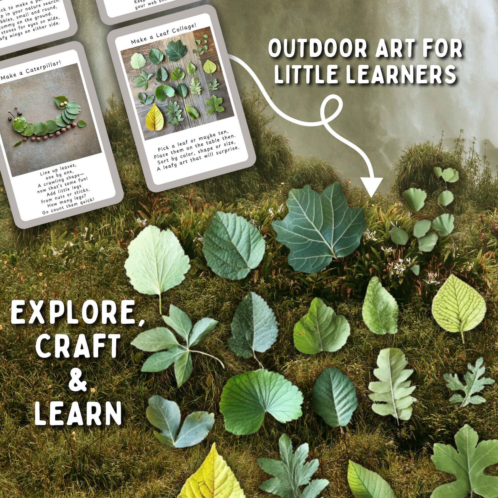 Nature Craft Cards for Kids: Outdoor Art, Reggio Montessori Inspired ...