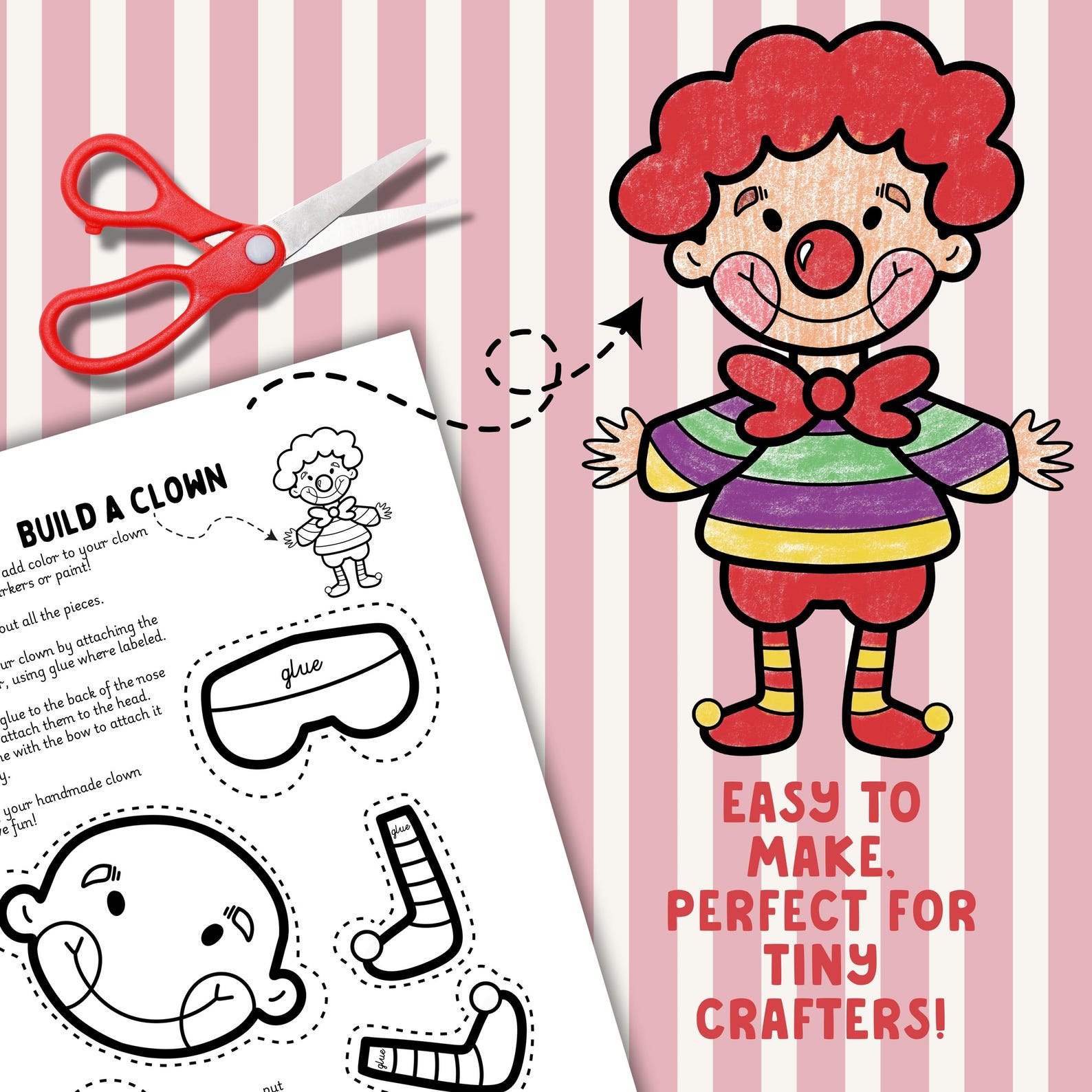 Build a Clown Craft: Cut and Paste Activity (PDF Pattern) - Etsy