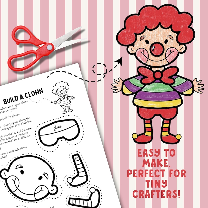 Build a Clown Craft: Cut and Paste Activity (PDF Pattern) - Etsy