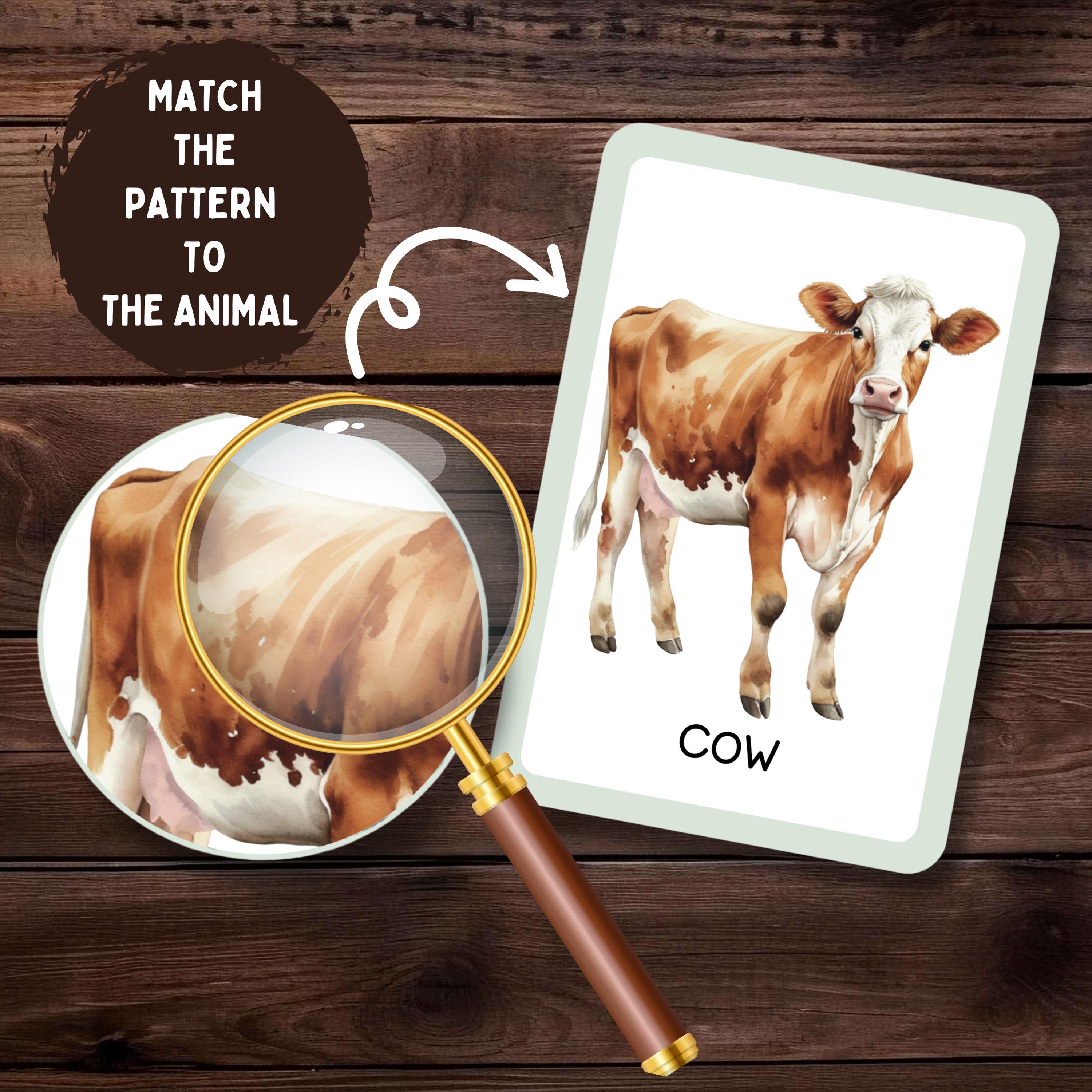 Farm Animals Pattern Matching Cards | Montessori Game for Nature Study ...