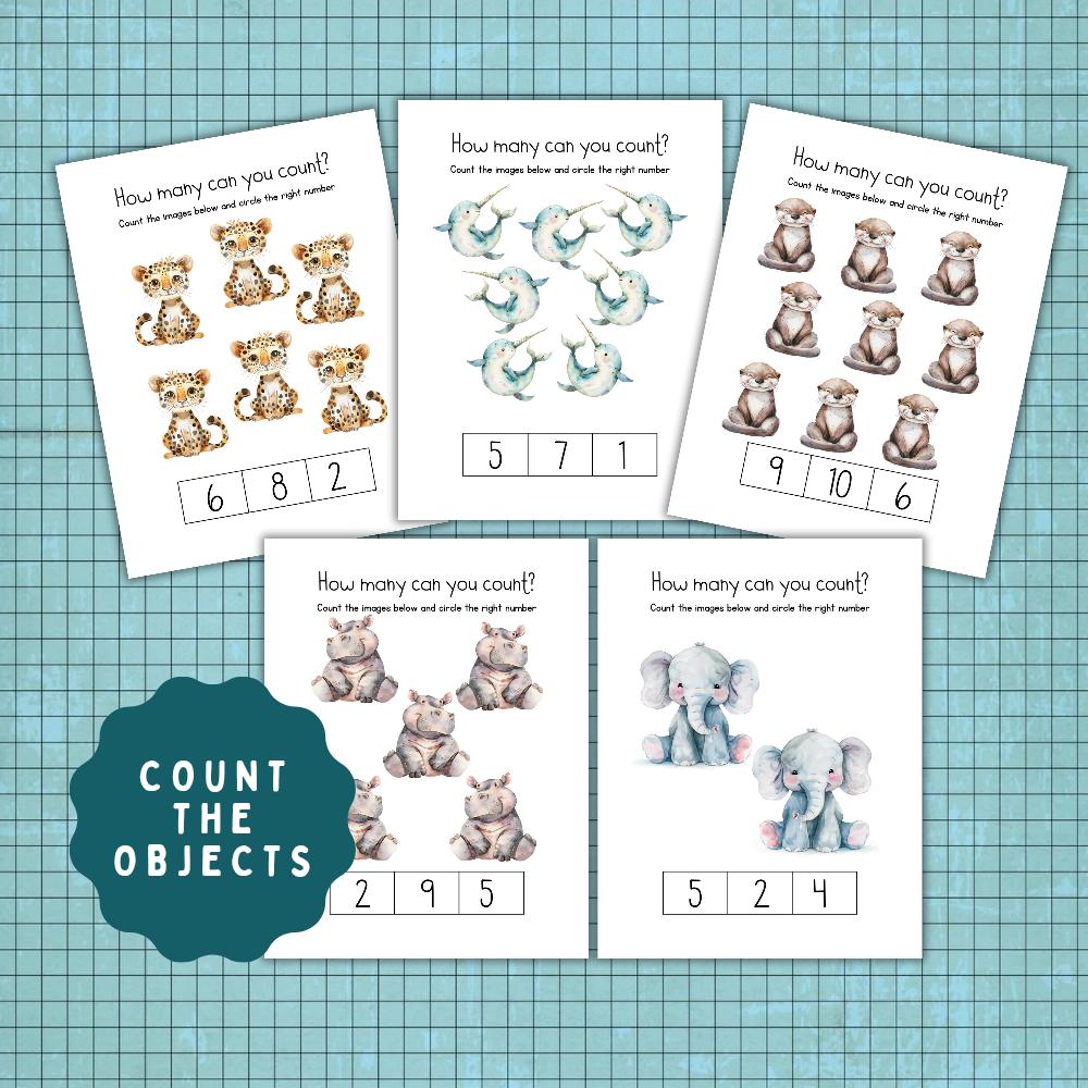 1-10 Maths Worksheets, Early Counting Preschool Count to 10, Printables ...
