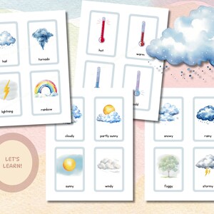 WEATHER 3-part Cards, Flash Cards, Calming Corner Activity, Montessori ...