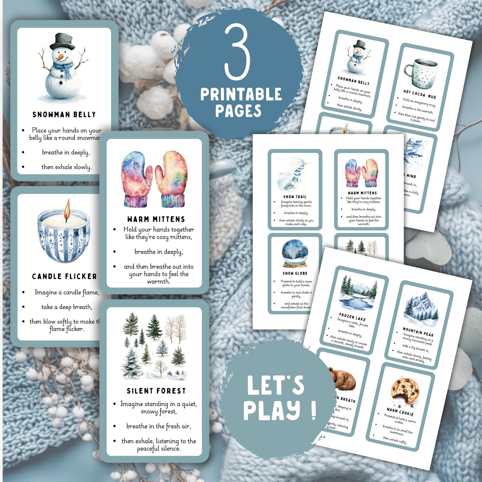 Winter Breathing Exercise Cards for Kids: Mindful Calming Activity (PDF ...