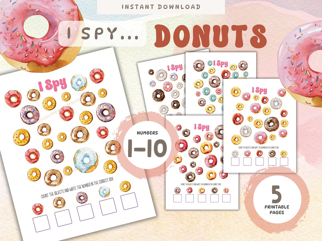 I Spy DONUTS Counting Game Numbers 1-10 Printable Montessori Activity ...