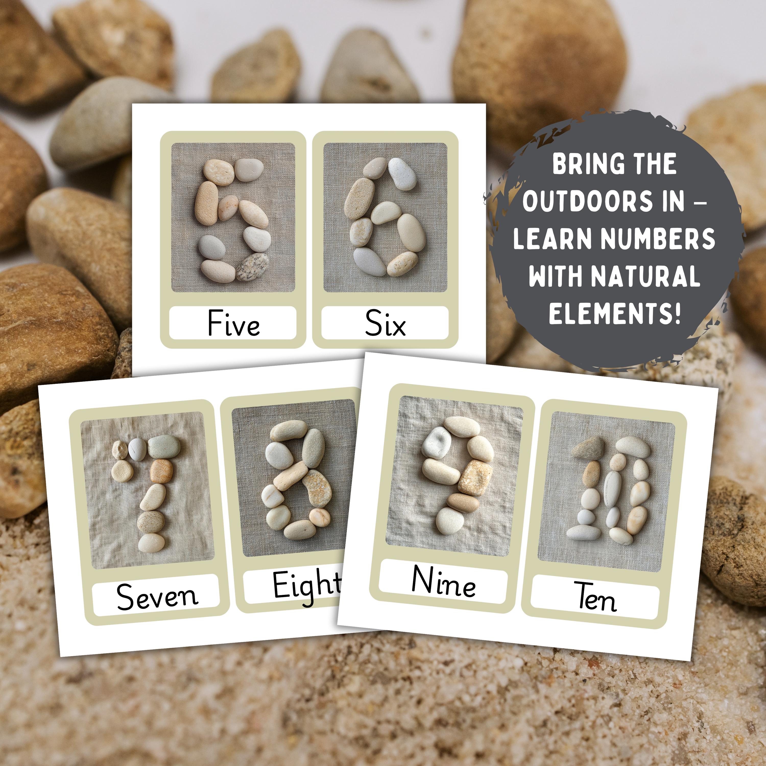 Pebble Number Cards 1-10: Montessori Math Printable (PDF Download) - Etsy
