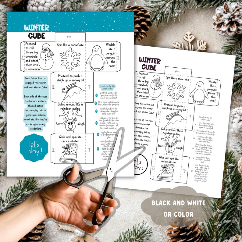 Winter Movement Cube | Coloring Sheet | Gross Motor Skills Activity ...