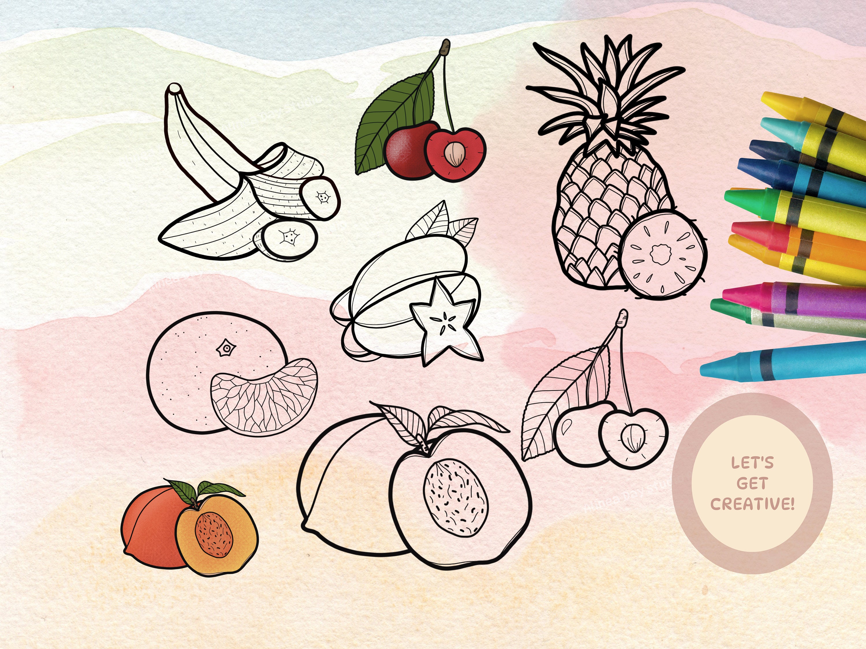 Montessori Realistic Fruit Coloring Pages Printable Homeschool ...