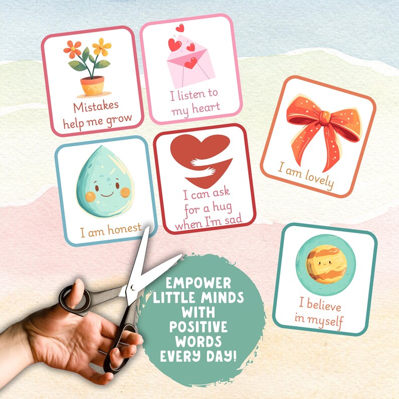 Positive Affirmation Cards for Kids Daily Motivation Self-esteem Boost ...