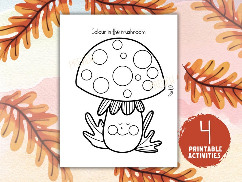 Mushroom Nature Activity Pages for Toddlers, Printable Preschool ...