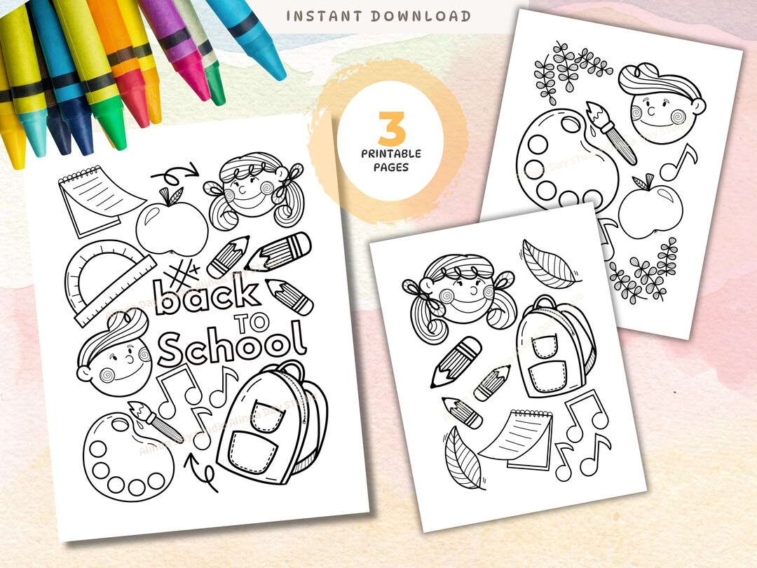 Back to SCHOOL Printable Coloring Pages for Kids, Autumn Coloring ...
