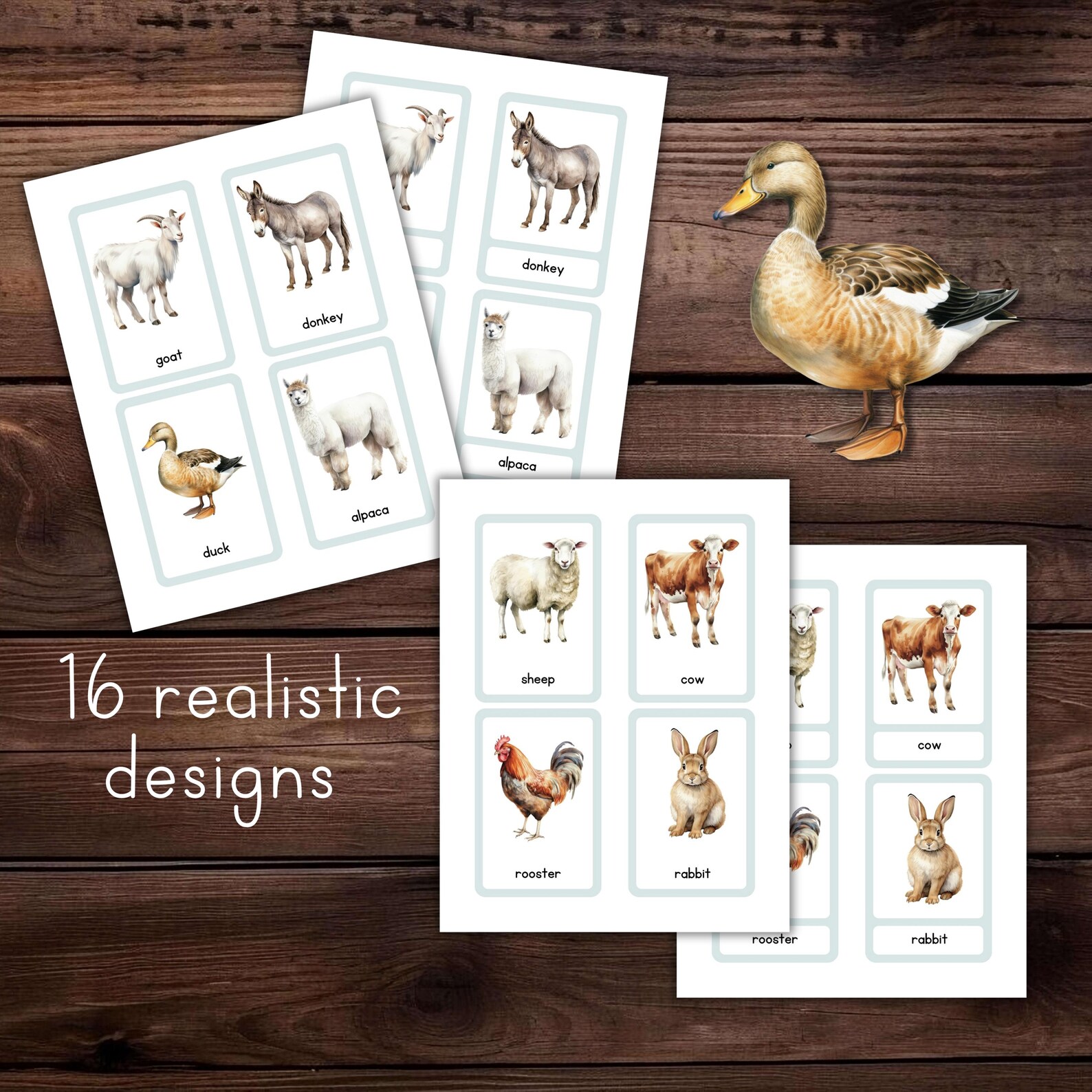 Farm Animal Flashcards | 3-part Montessori Nomenclature Cards ...