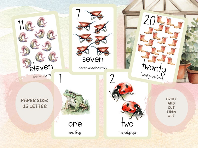 1-20 Garden Counting Cards, Printable Activity Number Cards, Early ...