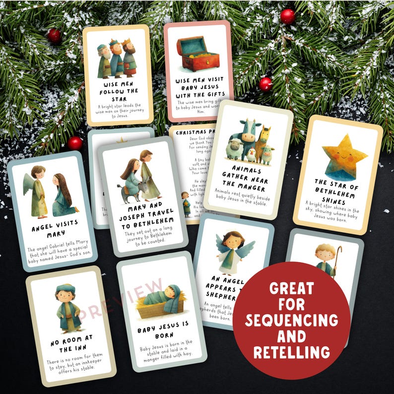 Nativity Sequencing Cards: Christmas Story for Kids Advent Storytelling ...