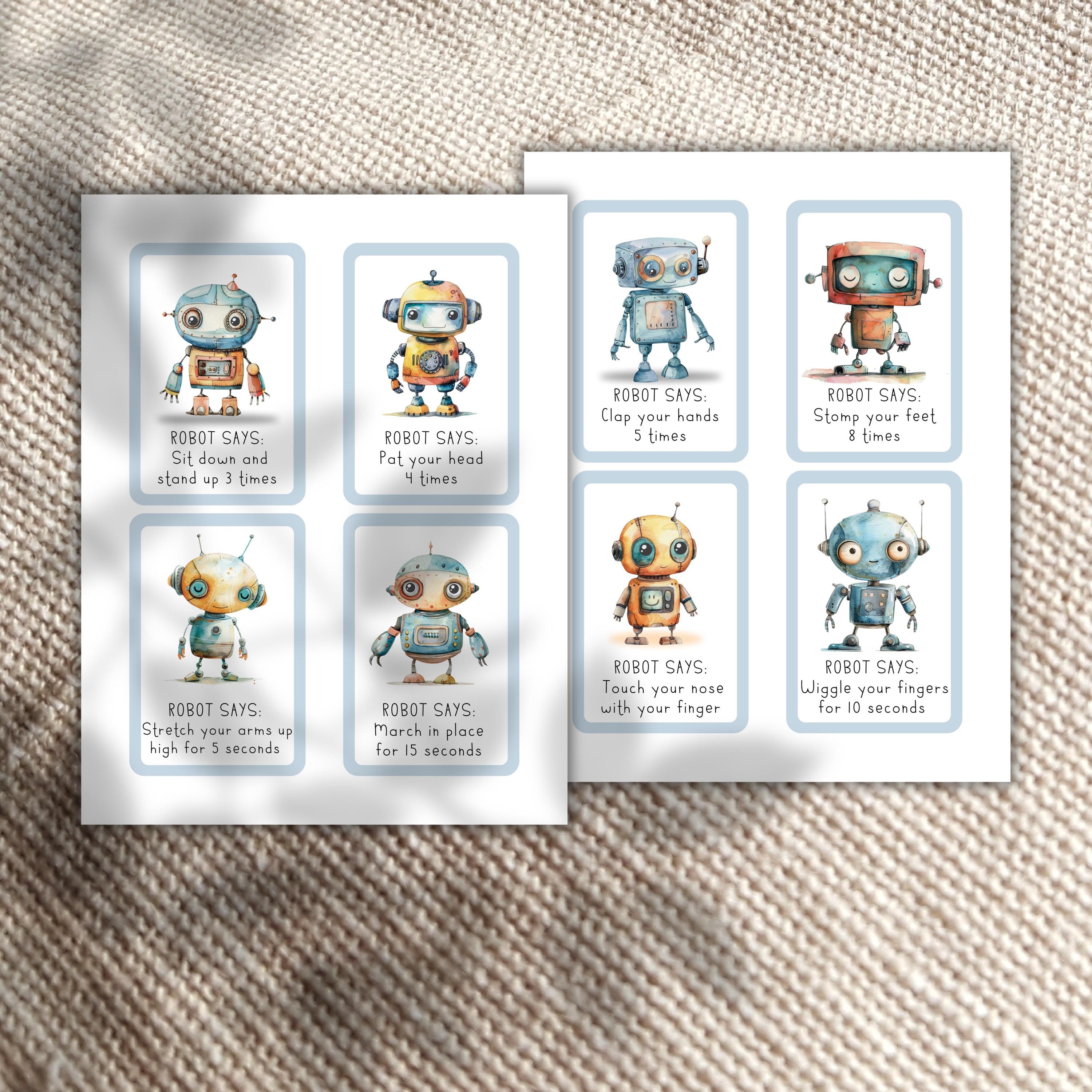 ROBOT SAYS Movement Cards Simon Says Kids Exercise Flashcards Fun ...